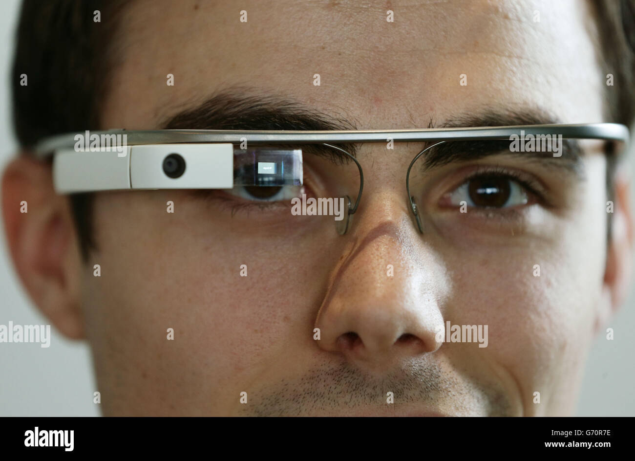 Google Glass demonstration Stock Photo - Alamy