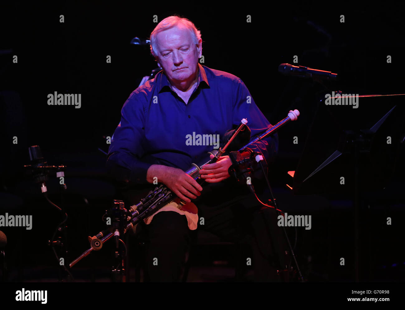 Uilleann piper Liam O'Flynn during a concert in celebration of the life ...