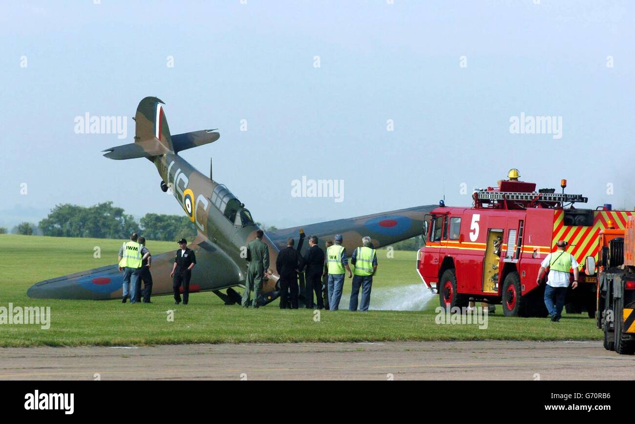 A Hurricane from the Battle of Britain Memorial Flight which crashed ...