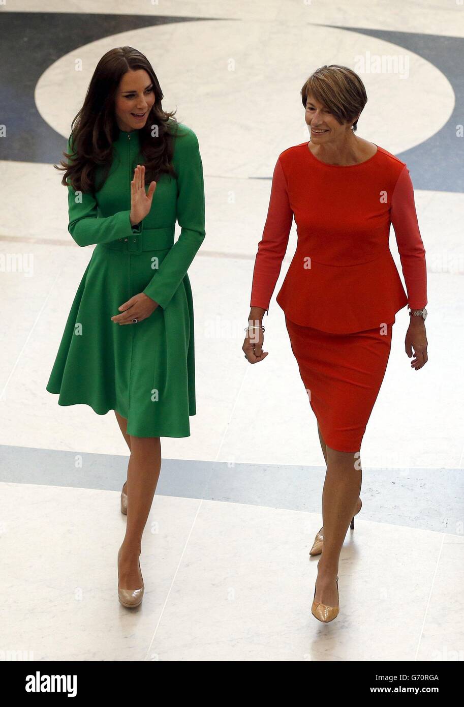 The Duchess of Cambridge, walks with Margie Abbott, the wife of ...