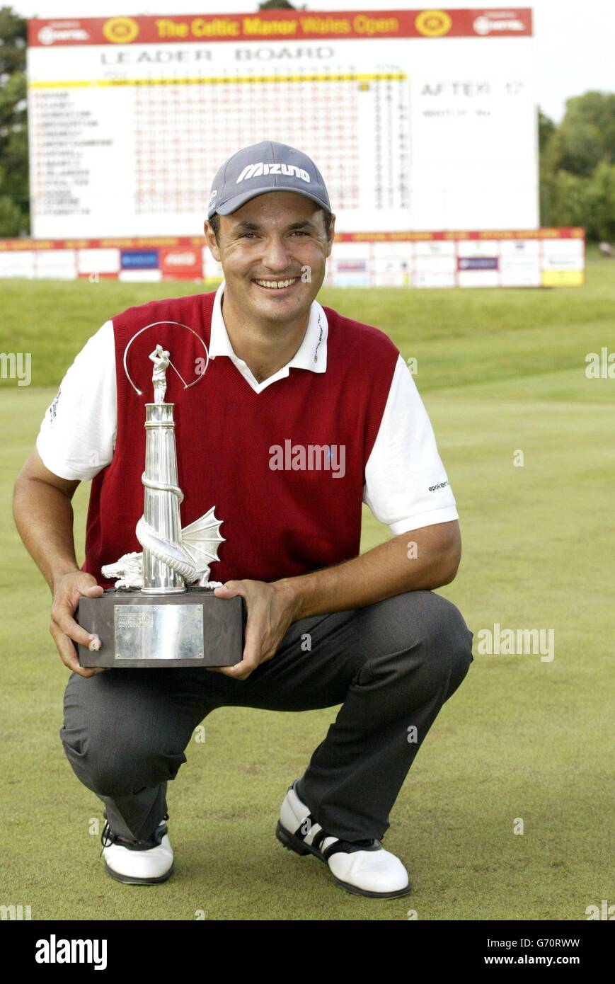 Simon Khan holding his trophy after winning the Wales Open at Celtic ...