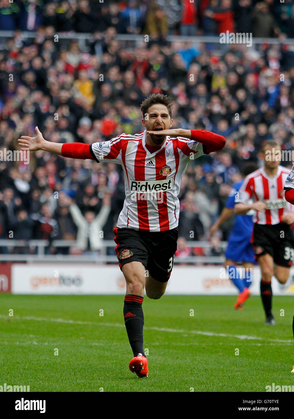 Sunderland's Fabio Borini celebrates his sides second goal of the match ...