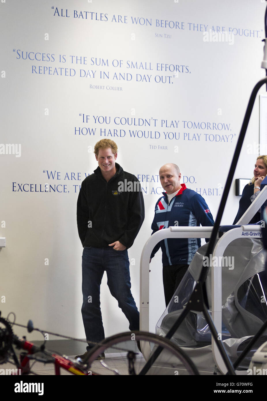 Prince Harry arrives for a visit to the Help For Heroes gym at Tedworth ...