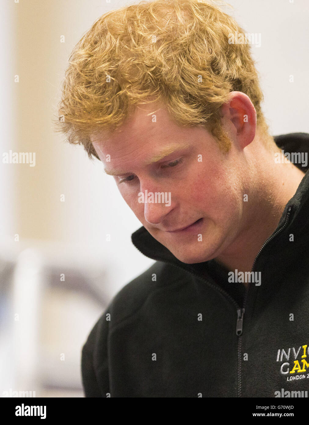 Prince Harry during a visit to the Help For Heroes gym at Tedworth ...