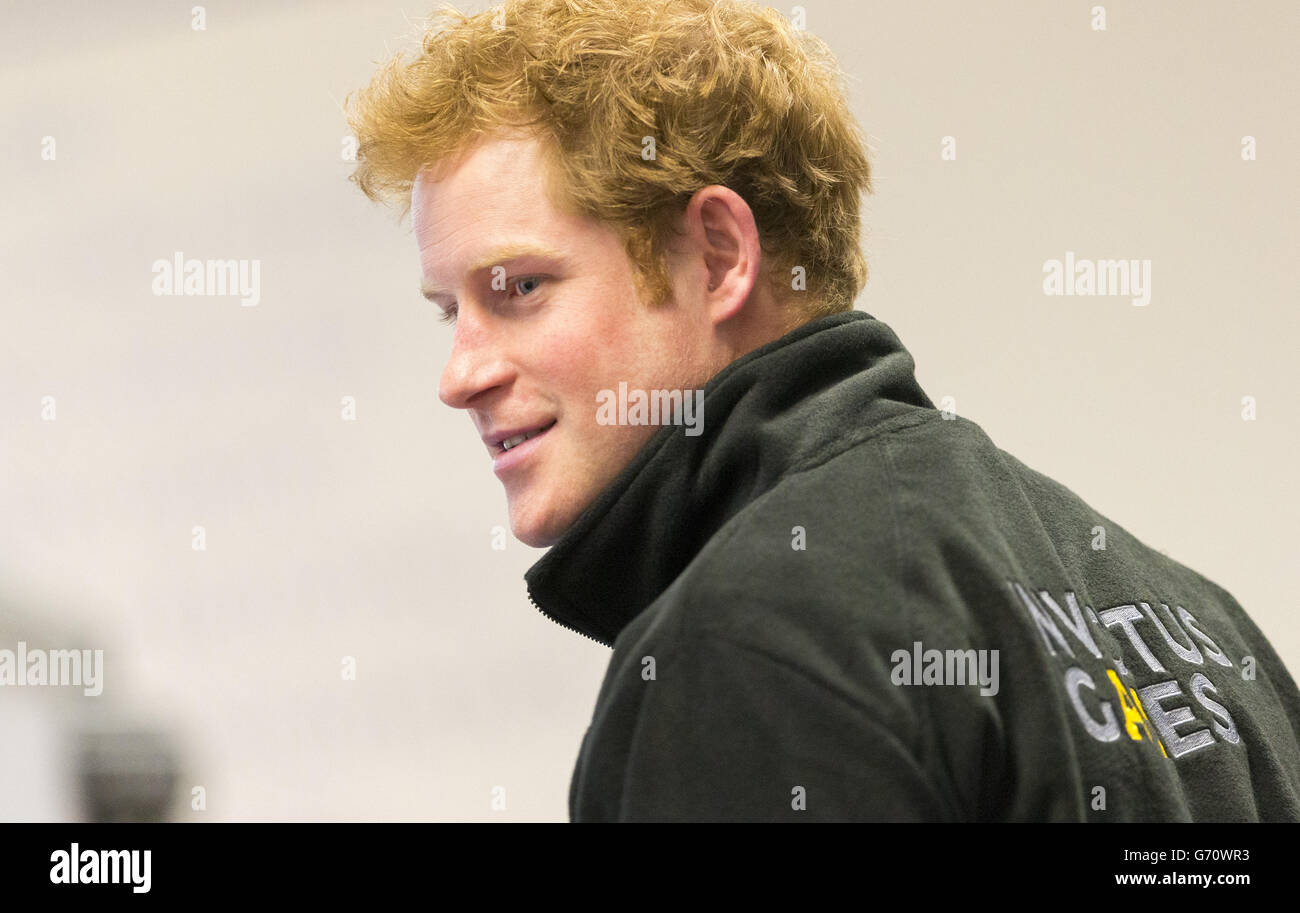 Prince Harry during a visit to the Help For Heroes gym at Tedworth ...