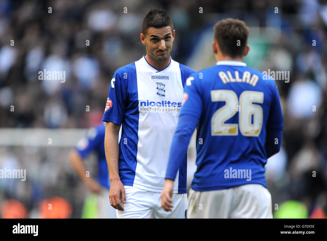 Birmingham City's Federico Macheda (left) and Scott Allan Stock Photo ...
