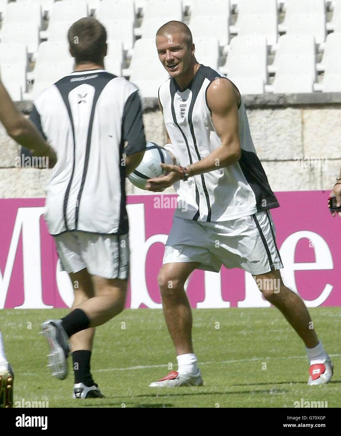 England's David Beckham during a training session at the National ...