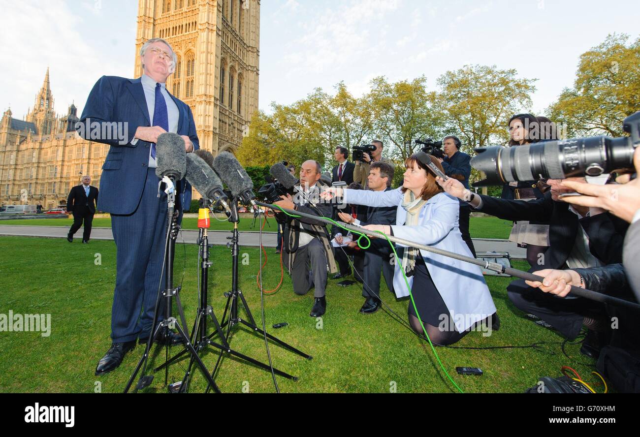 Former Tory MP Patrick Mercer speaks outside the House of Commons ...