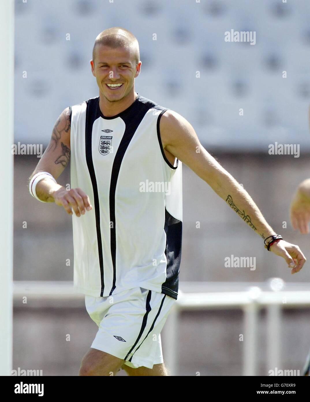England's David Beckham during a training session at the National ...