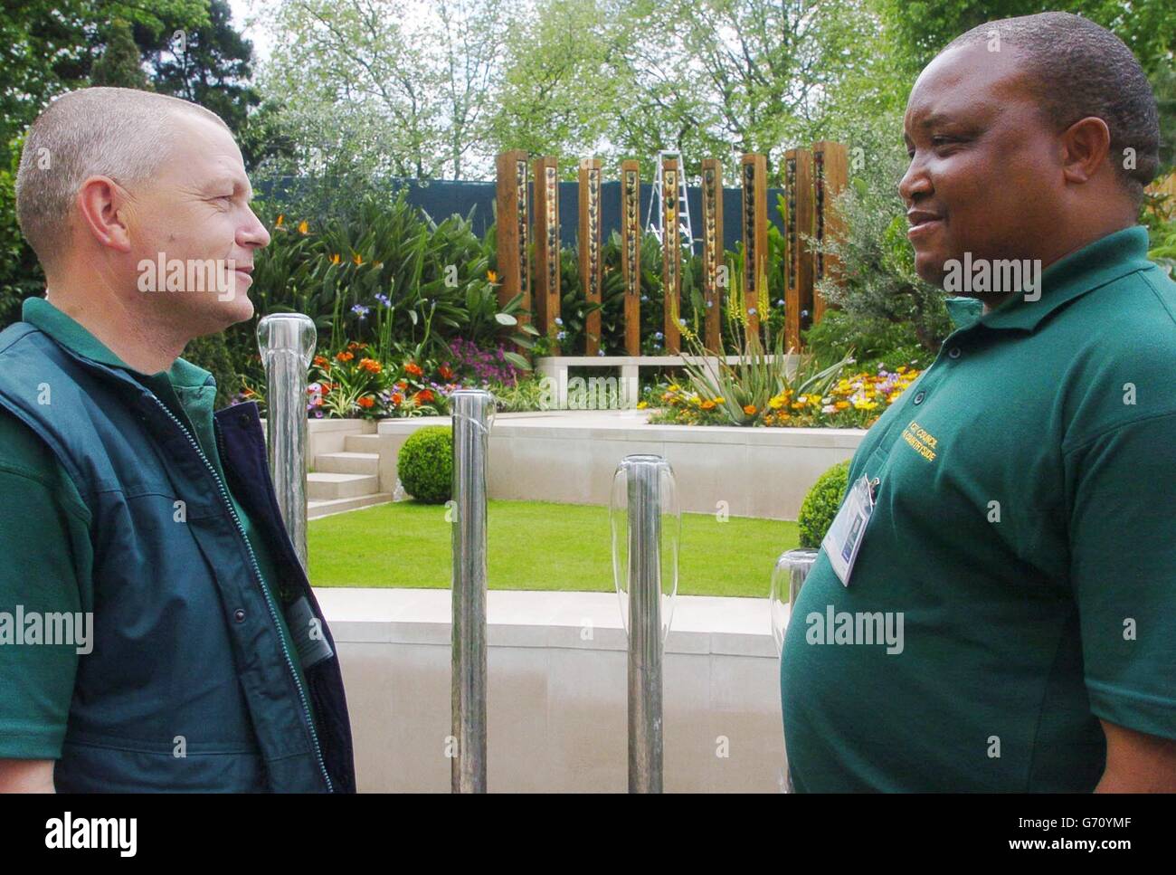 Mike Waring (left) from Leeds, West Yorkshire, and Abel Lephalala, from ...