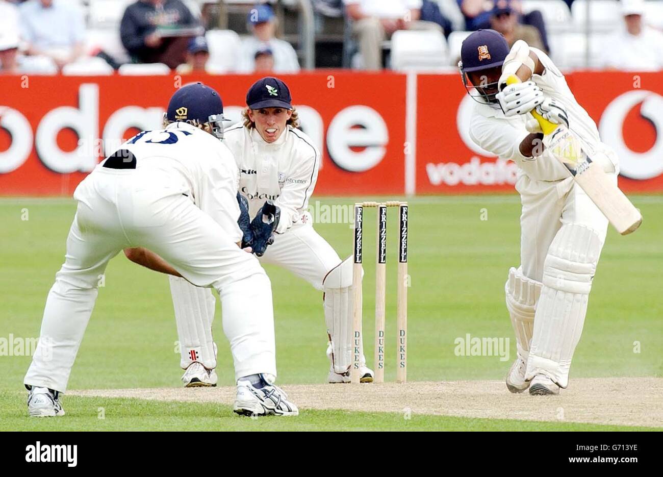Essex batsman Aftab Habib hits off Yorkshire's Darren Lehmann during ...