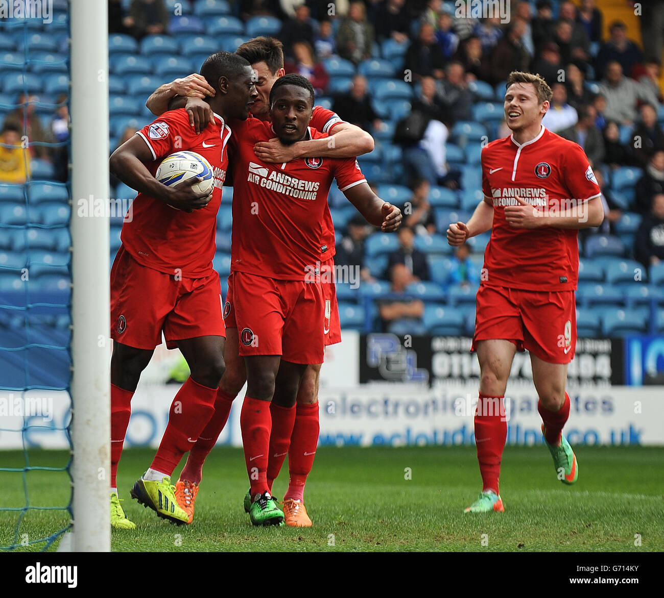 Charlton Athletic's Marvin Sordell (left) celebrates with Johnnie ...