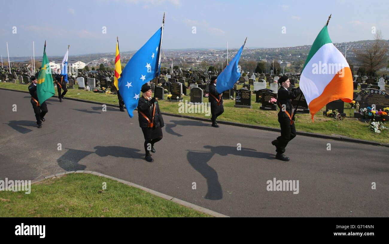 Members of the 32 County Sovereignty Movement (32CSM), gather at the ...
