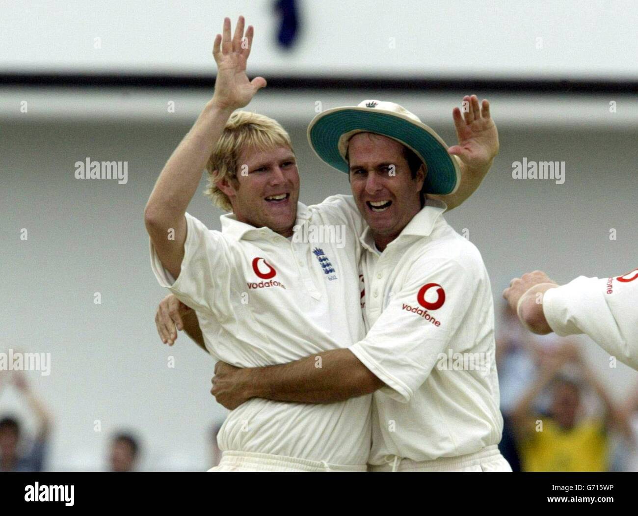 Cricket celebrating michael vaughan matthew hoggard hi-res stock ...
