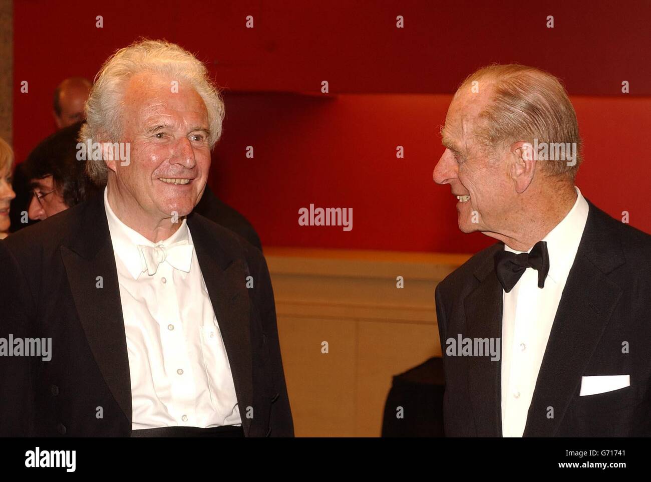 The Duke of Edinburgh speaks to Sir Colin Davis the Conductor, at the ...