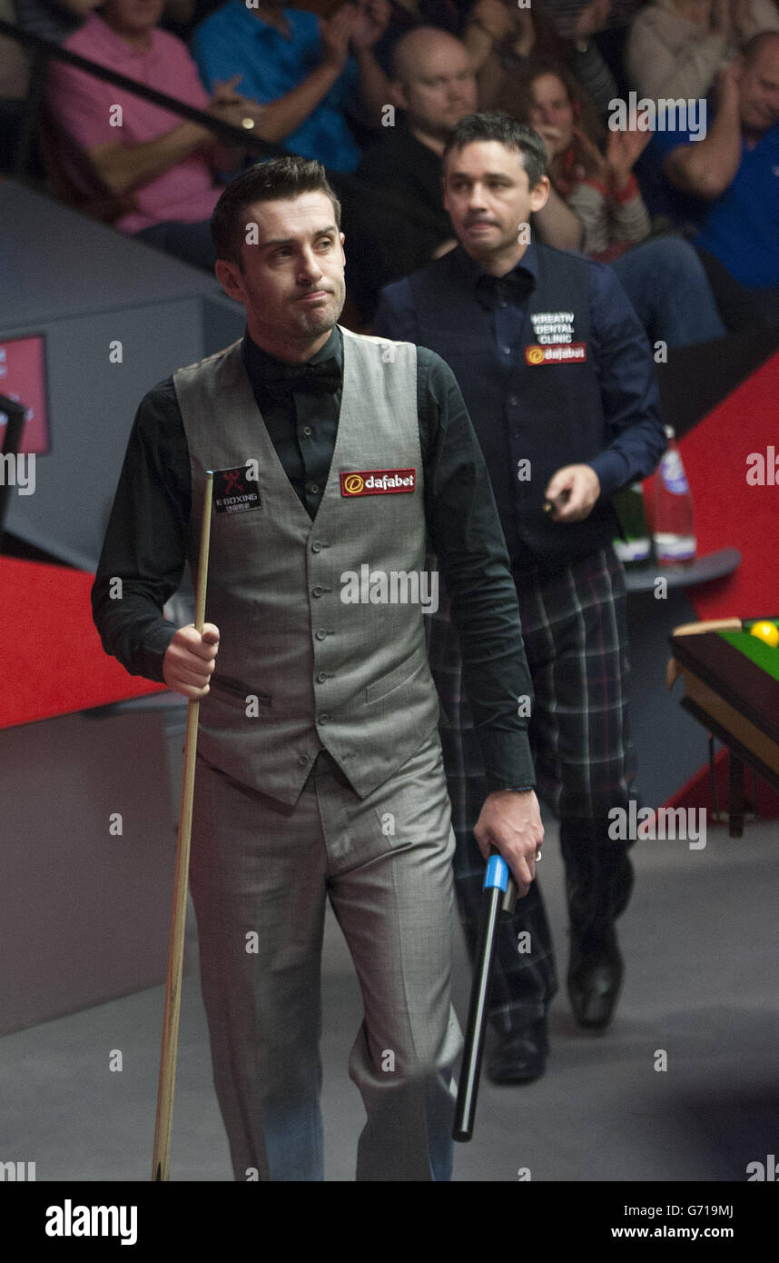 Mark Selby leaves the arena after his victory over Alan McManus during ...