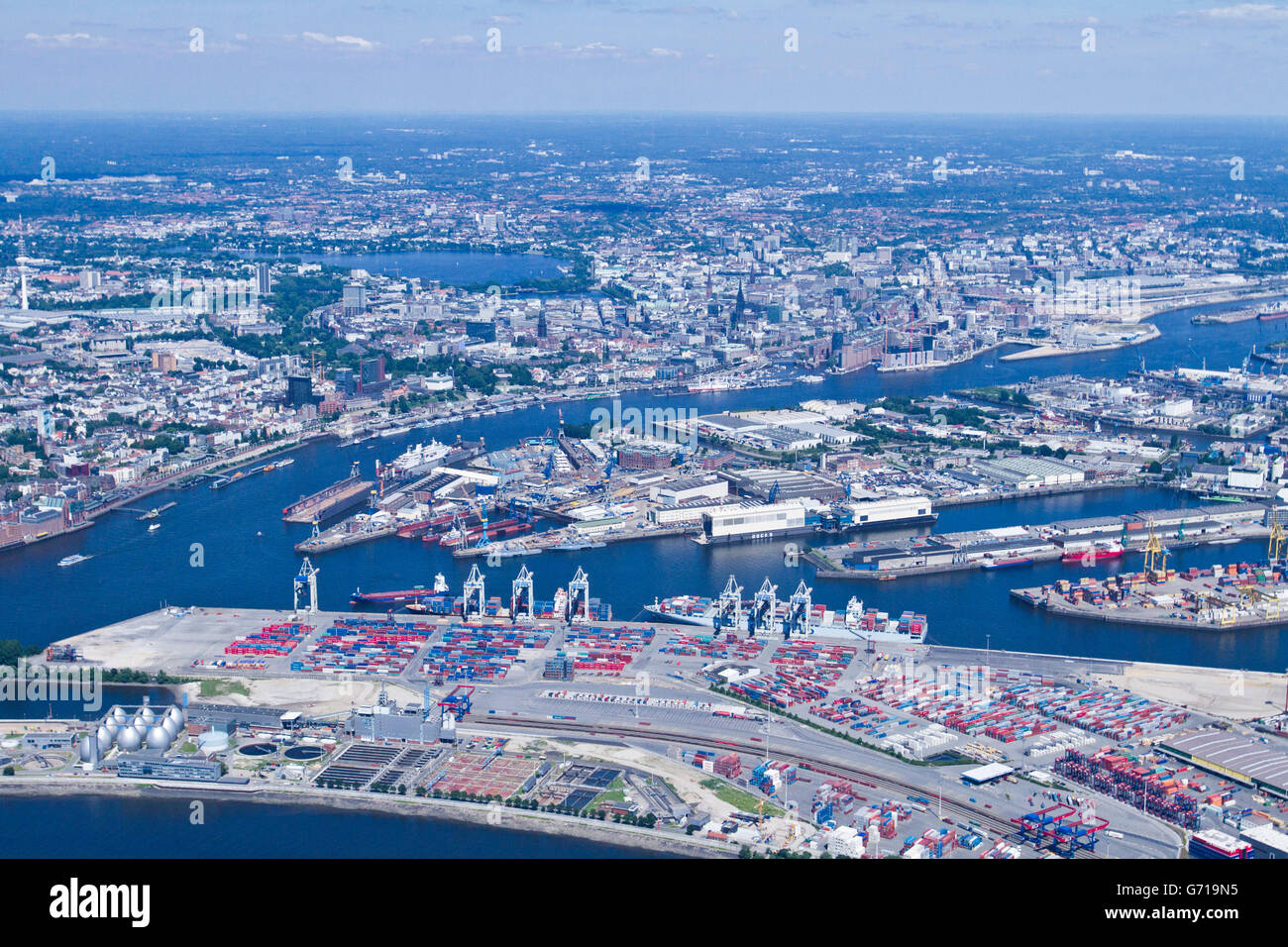 Harbour, Altona, Elbe, harbour city, Hamburg Germany Stock Photo - Alamy