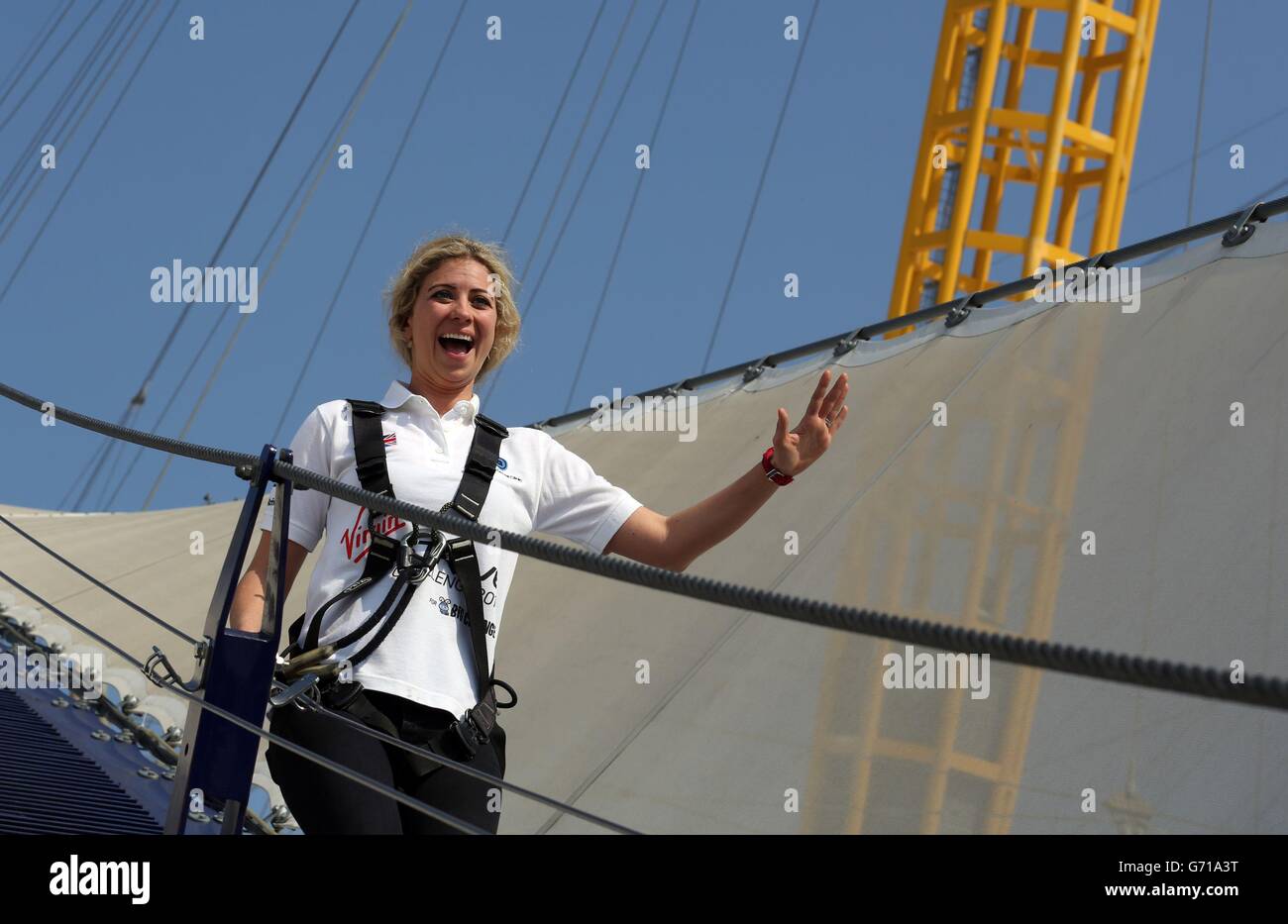 Holly Branson, makes her way along the O2 walkway in Greenwich, London ...