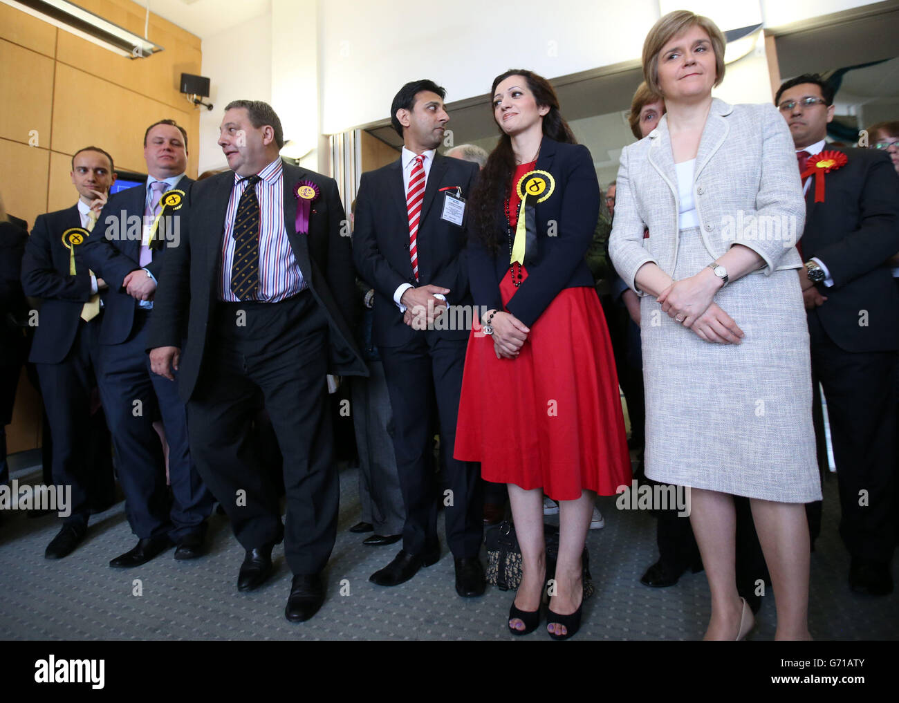 Ukip MEP David Coburn makes his way past SNP MEP candidates with SNP ...