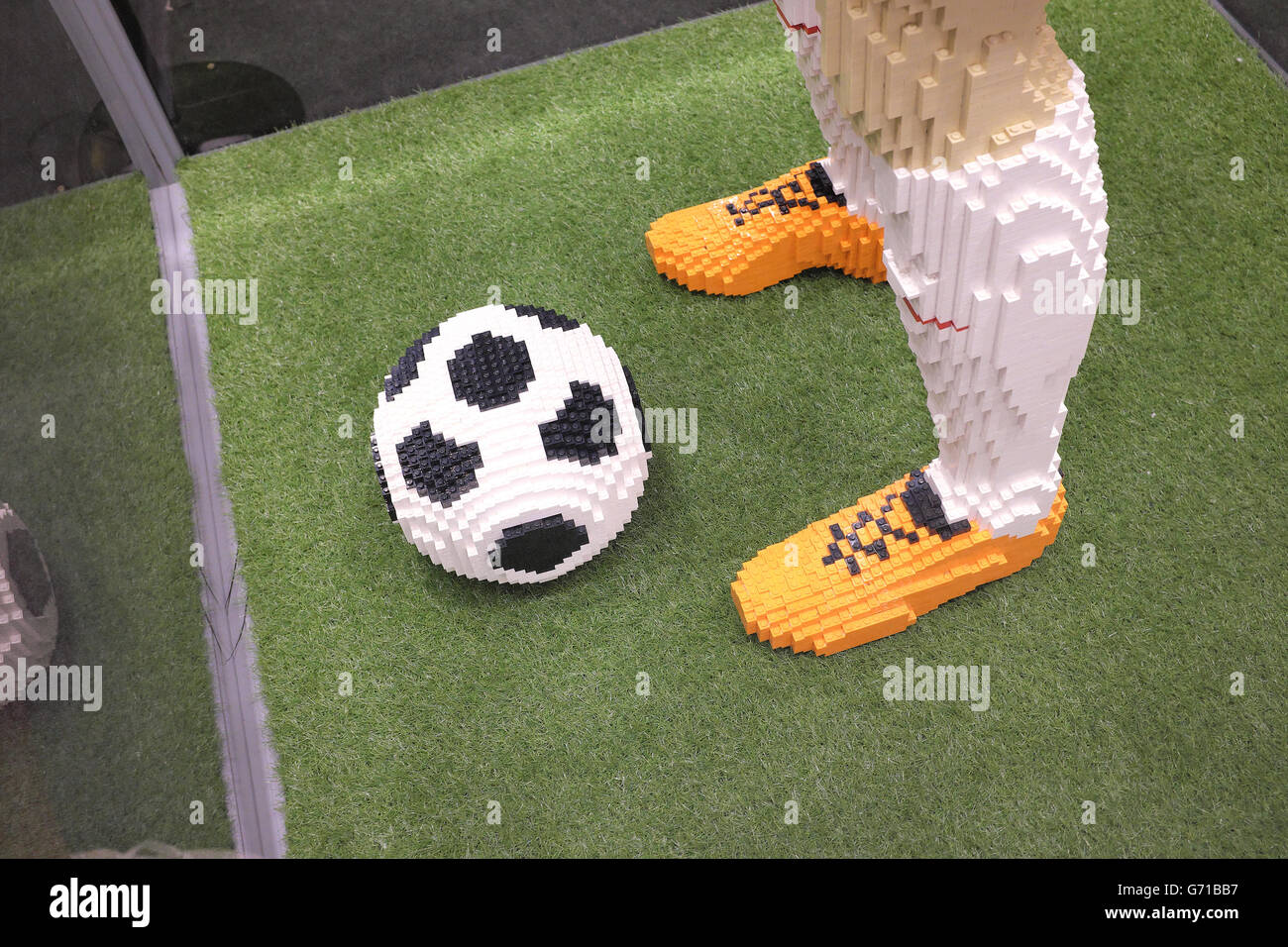 Famous football player Lewandowski made from Lego blocks on exhibition ...