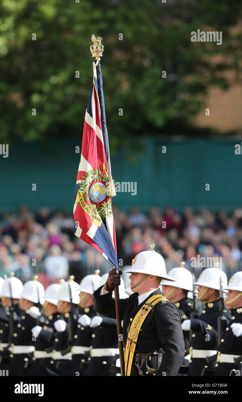 Proceedings during the Royal Marines 350th Anniversary Beating Retreat ...
