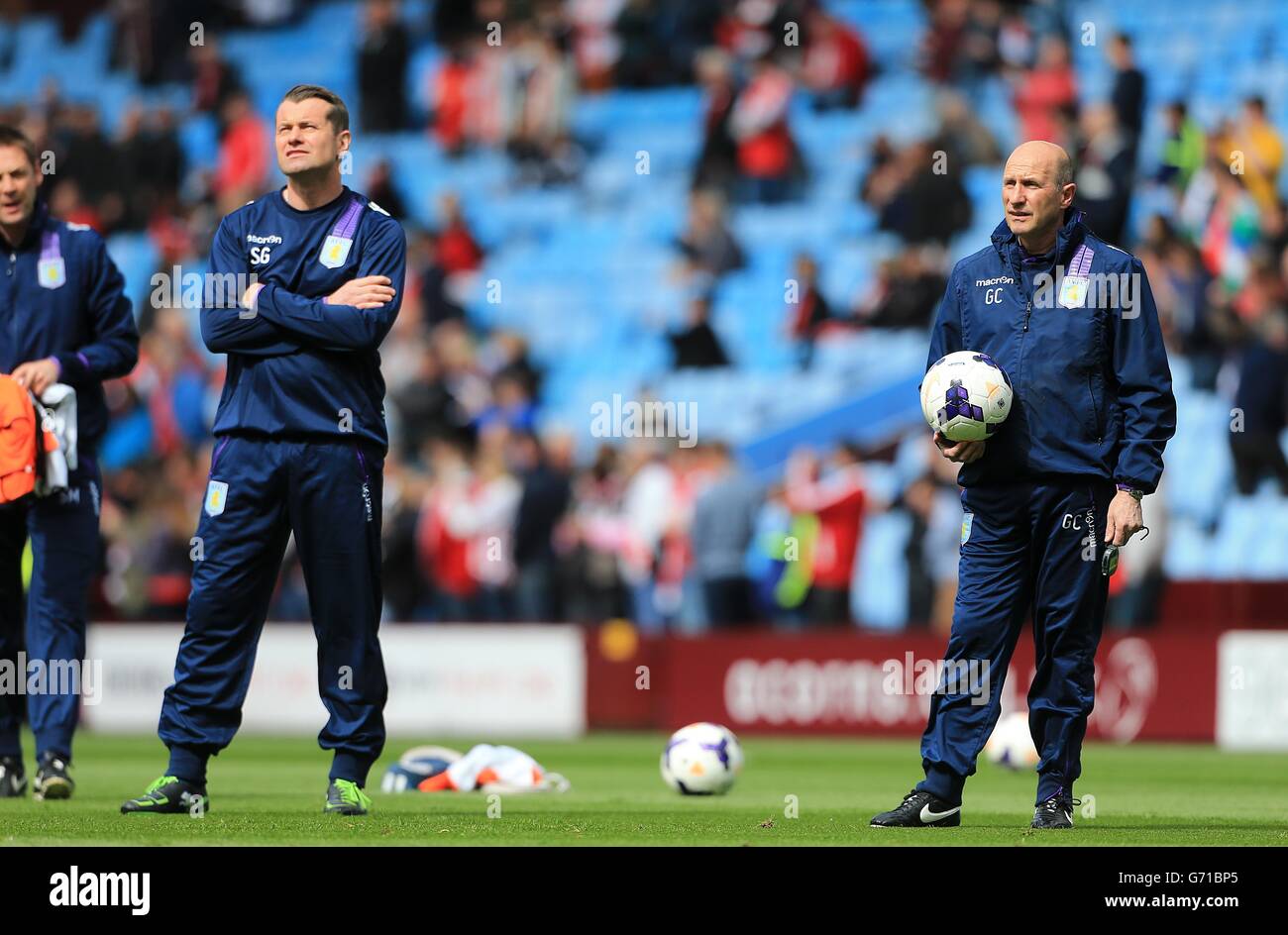 Aston Villa coaches Shay Given (left) and Gordon Cowans (right) during ...
