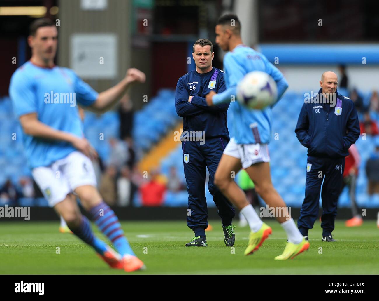 Aston Villa coaches Shay Given (centre) and Gordon Cowans (right ...