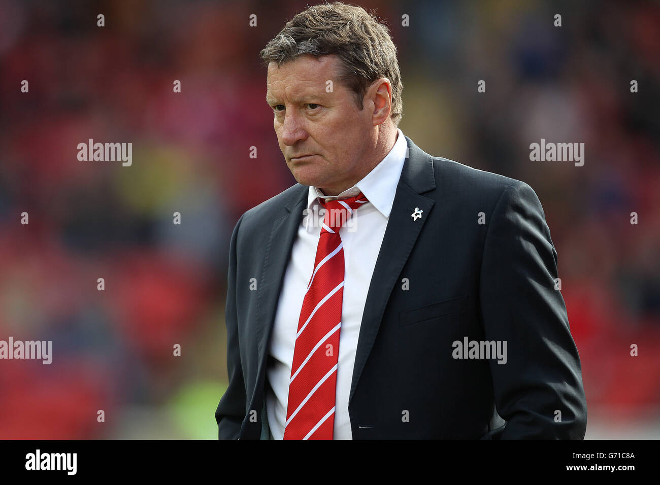 Barnsley's manager Danny Wilson looks dejected during the game against ...