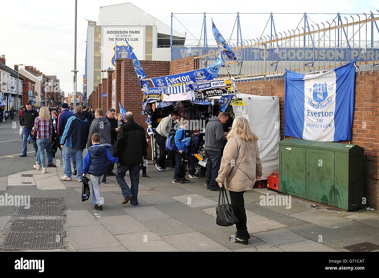 Fans make their way to goodison park for the game hi-res stock ...