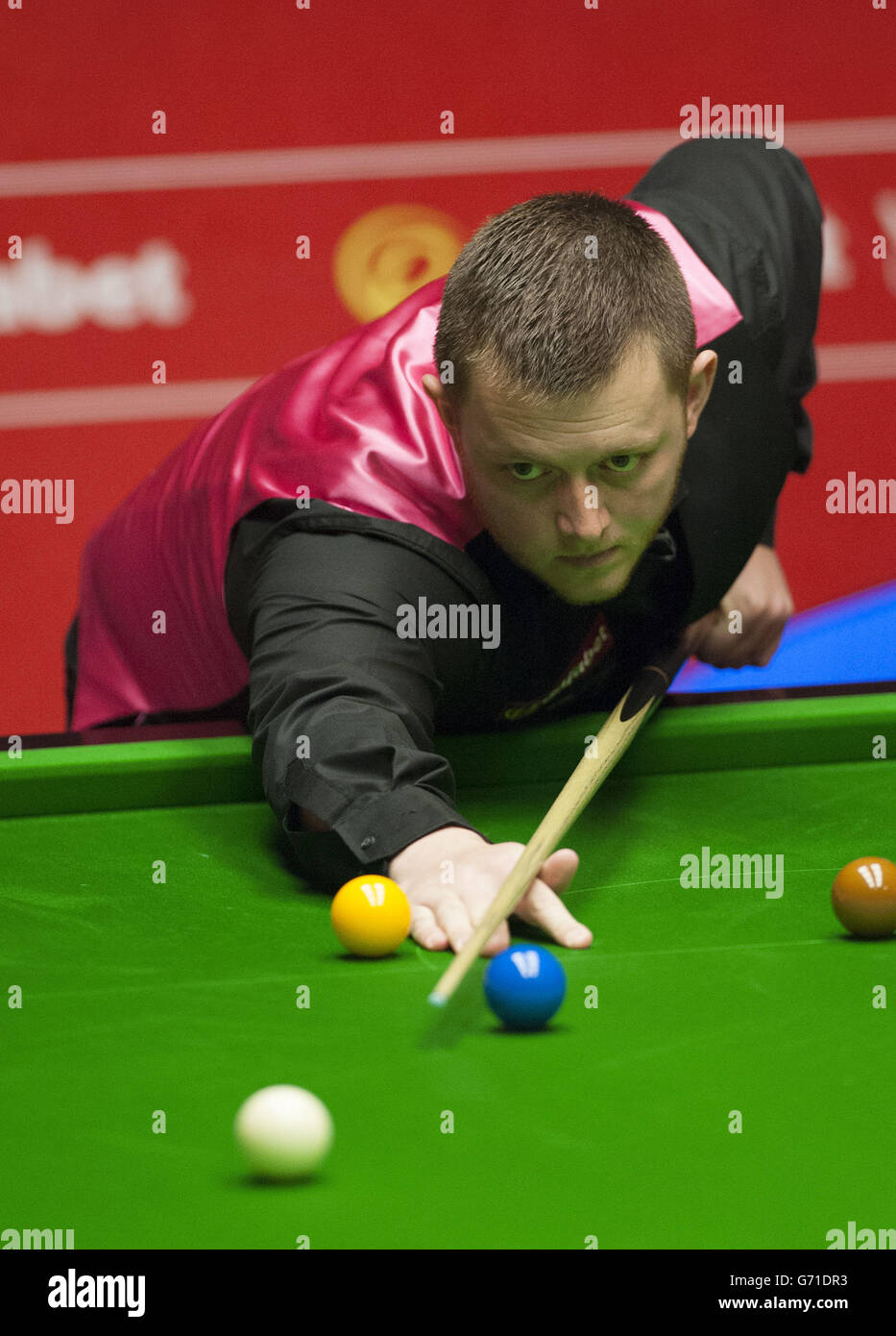 Mark Allen in action during his match against Michael Holt during the ...