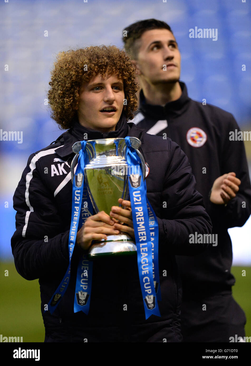 Reading Under 21 captain Aaron Kuhl holds the Premier League Cup before ...