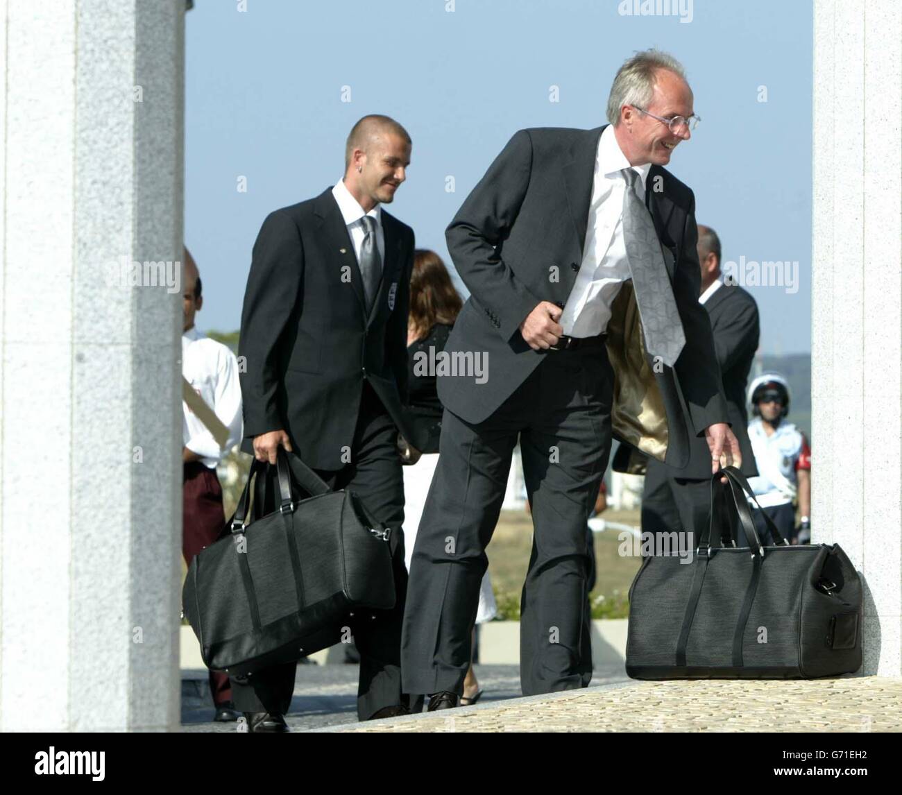The England football squad arrive in Portugal Euro 2004 Stock Photo - Alamy