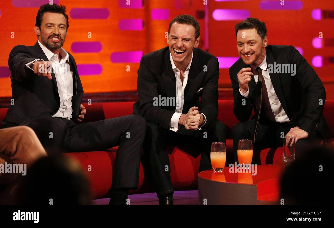 Michael fassbender james mcavoy filming graham norton show london ...