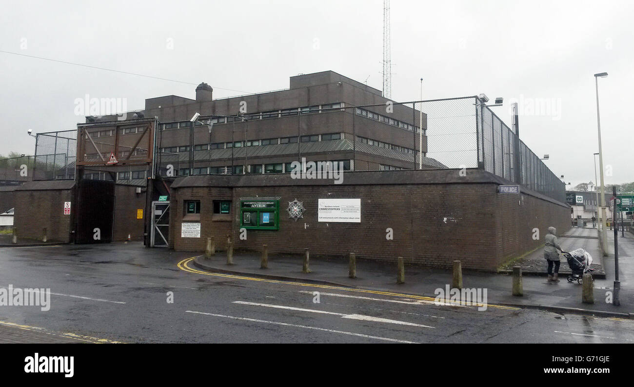 General view of Antrim Police Station, where Sinn Fein president Gerry ...