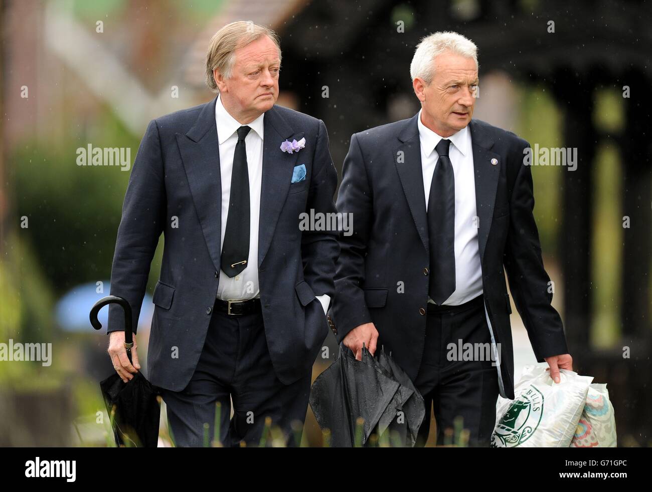 Andrew Parker-Bowles (left) arrives at Holy Trinity Church in ...