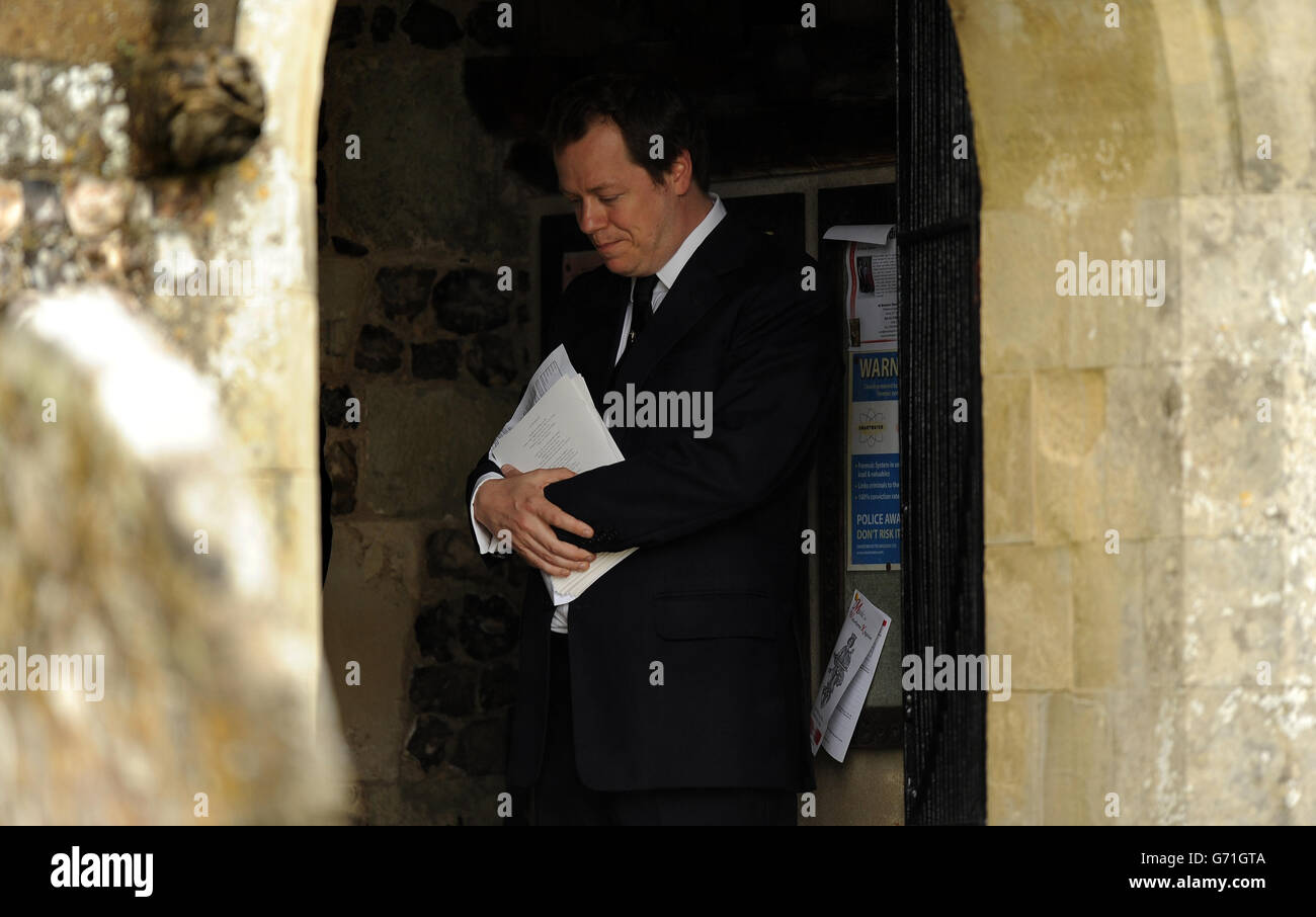 Mark Shand funeral. Tom Parker-Bowles outside Holy Trinity Church in ...