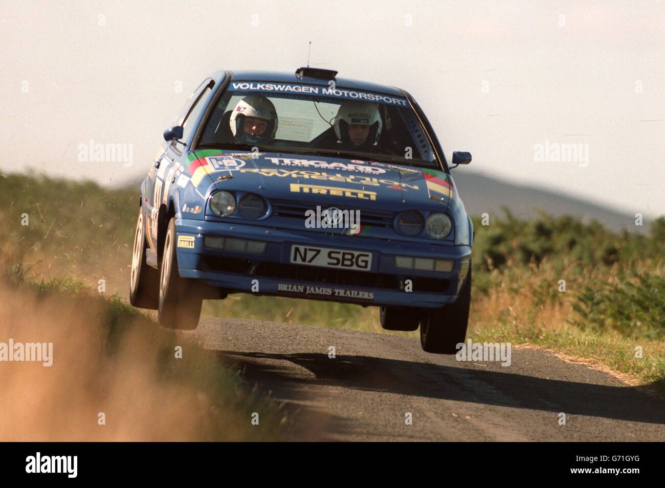 British Rally Championship. Martin Rowe lifts off in the Volkswagen ...