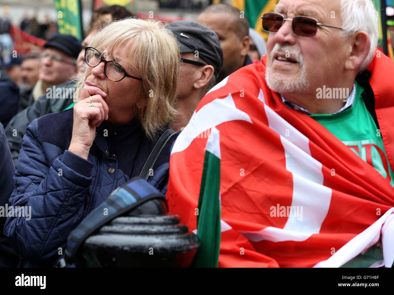 People watching a video tribute to former MP and trade unionist Tony ...