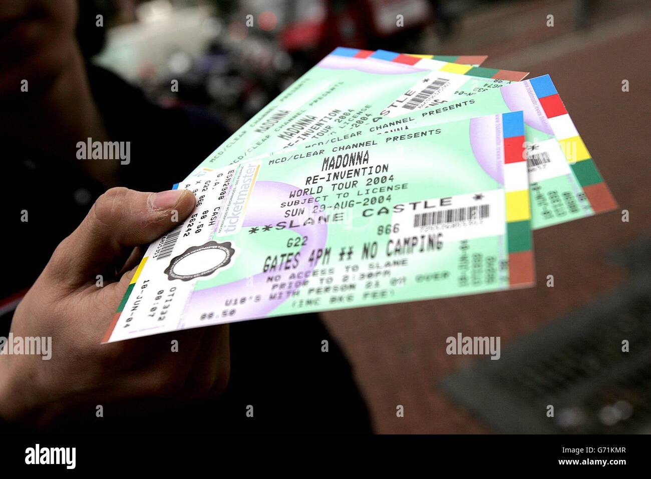 Madonna Re-Invention tour tickets Stock Photo - Alamy