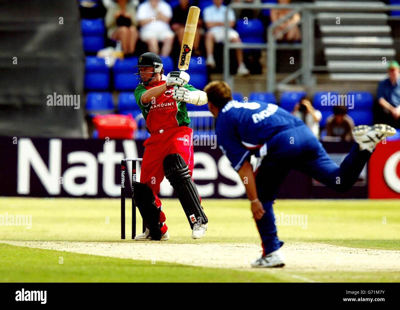 Sport cricket action batting branding boards robert croft hi-res stock ...