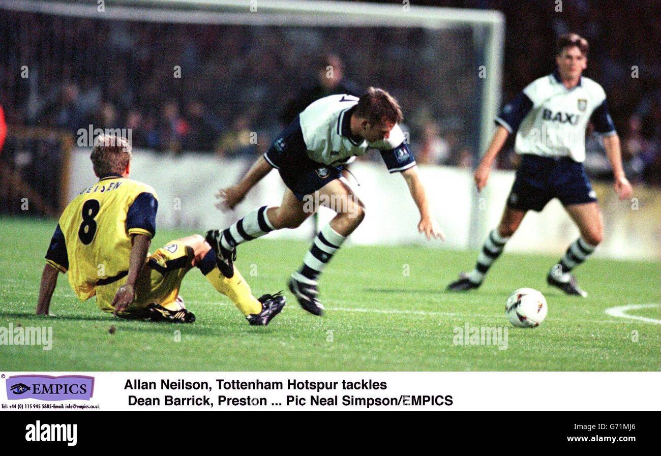 Allan Neilson, Tottenham Hotspur tackles Dean Barrick, Preston Stock ...