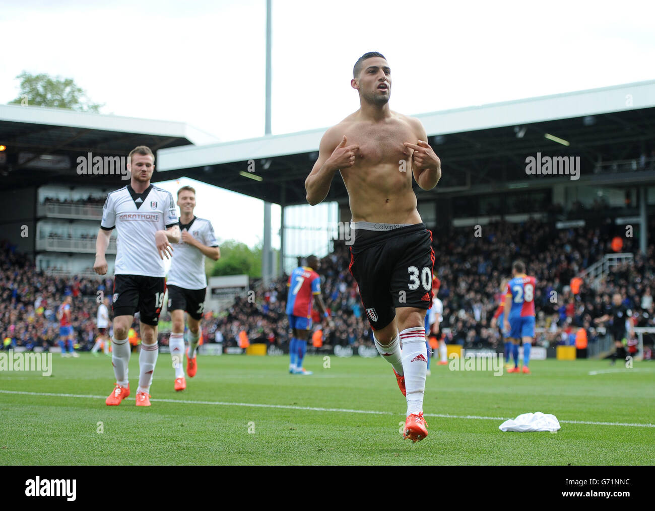 Fulham's Chris David celebrates scoring their second goal Stock Photo ...