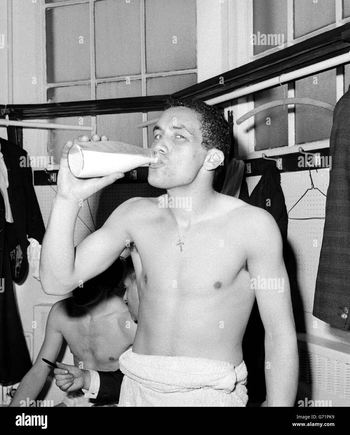 Everton's Mike Trebilcock celebrates with a pint of milk. His team beat ...