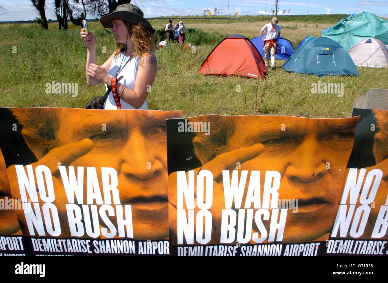 Protesters camping make stand against visit us president george bush hi ...