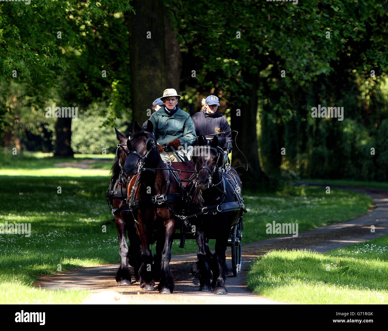The Duke of Edinburgh leisurely drives his carriage at the Royal ...
