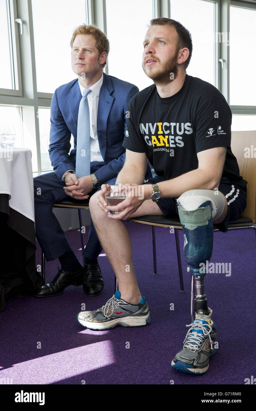 Prince Harry (left) joins former soldier Daniel Whittingham in a live ...