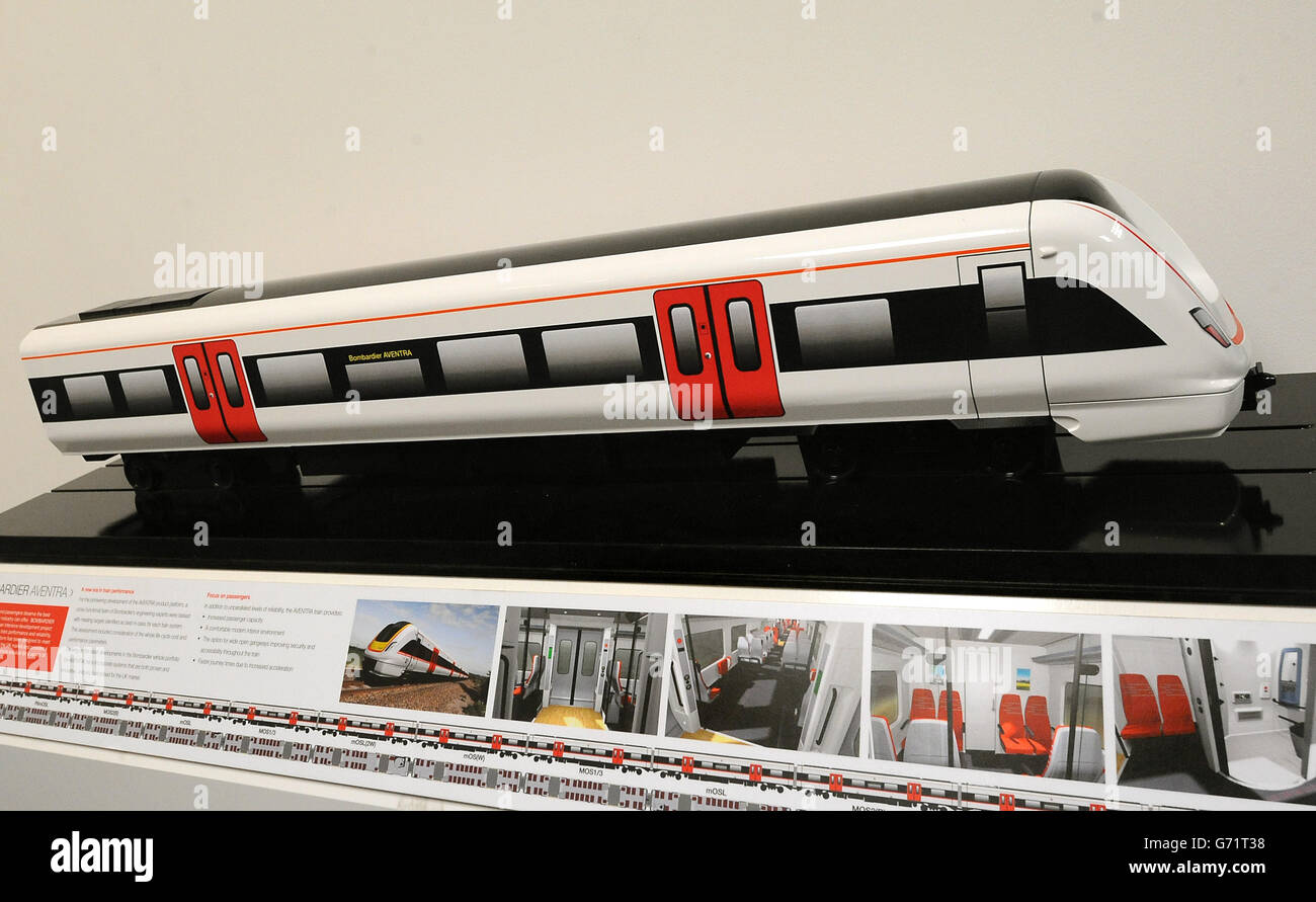 A model of the new Aventra train shown at Bombardier as Bombardier ...