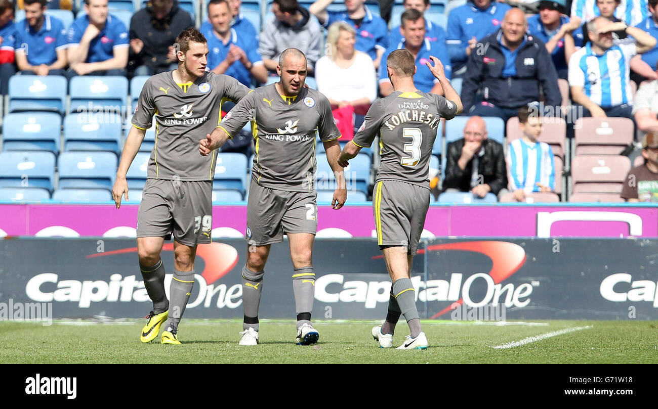 Leicester City's Gary Taylor-Fletcher (centre) celebrates scoring ...