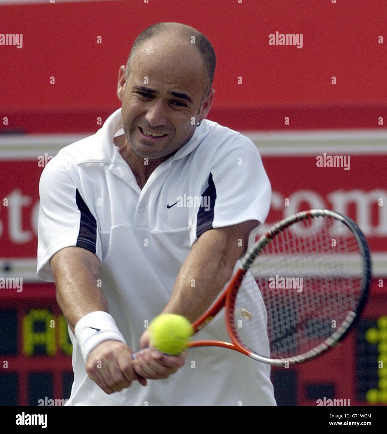 Sport tennis action backhand andre agassi hi-res stock photography and ...
