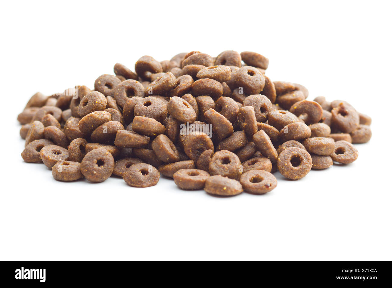 Dry kibble dog food isolated on white background Stock Photo - Alamy